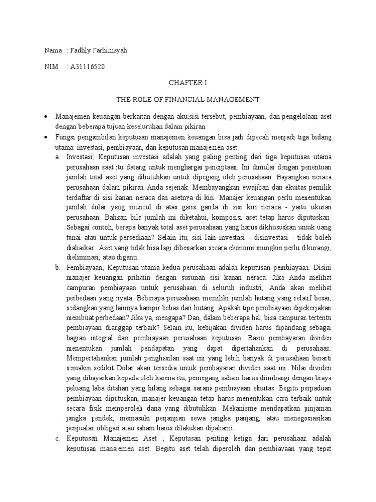 Manajemen Keuangan, Tugas RMK Bab 1, 2, 3 | PDF