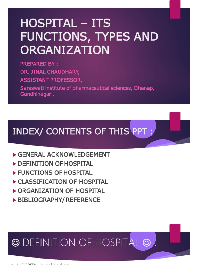 Functions and Organization of Hospitals | PDF | Hospital | Nursing