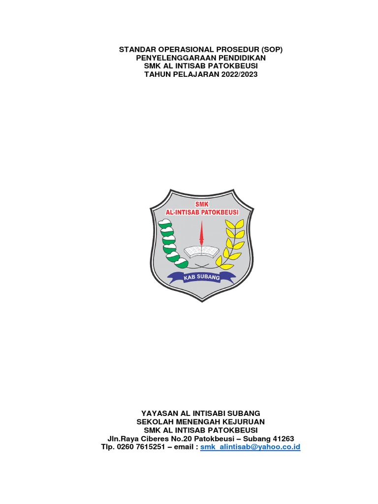 Standar Operasional Prosedur (Sop) SMK Al Intisab | PDF