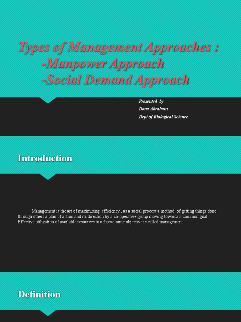 Management Approaches - Manpower Approach, Social Demand Approach | PDF ...