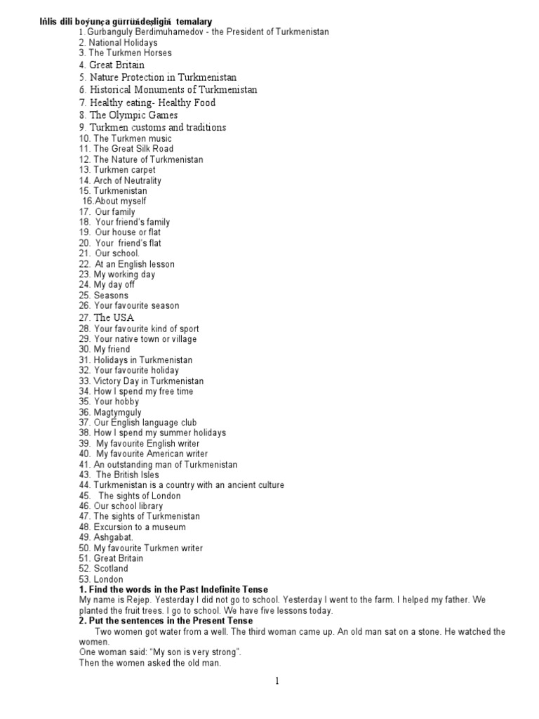 Inlis Dili Soragnama - GIRISH SYNAGLAR | PDF | Turkmenistan | English ...