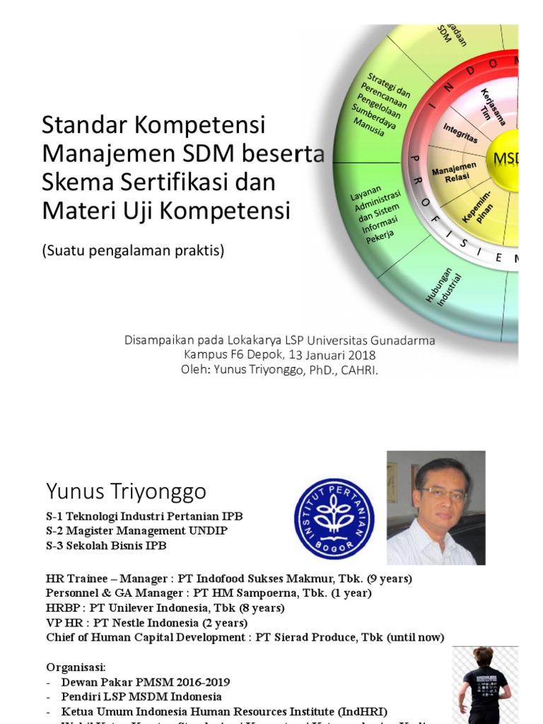 Standar Kompetensi MSDM Skema Dan Materi Uji Kompetensi by DR Yunus ...