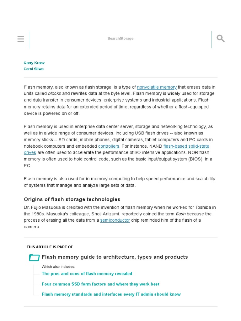 What Is Flash Memory and How Does It Work | PDF | Flash Memory | Solid ...