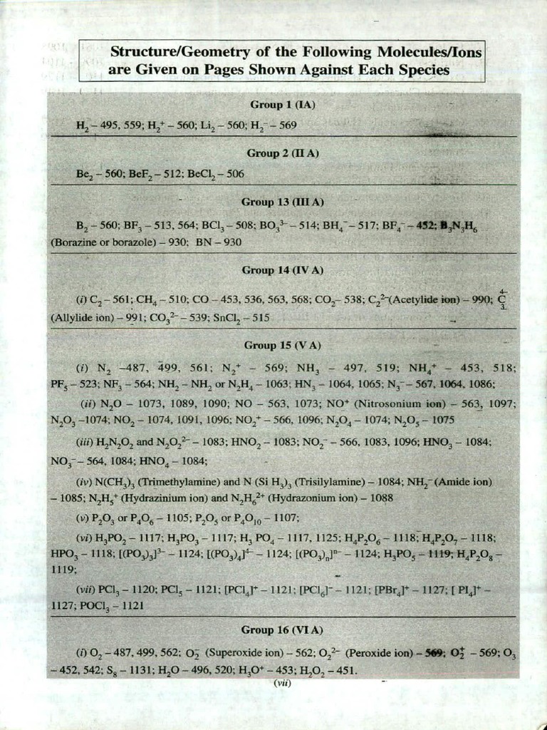 Structure/Geometry of The Following Molecules/Ions Are Given On Pages ...