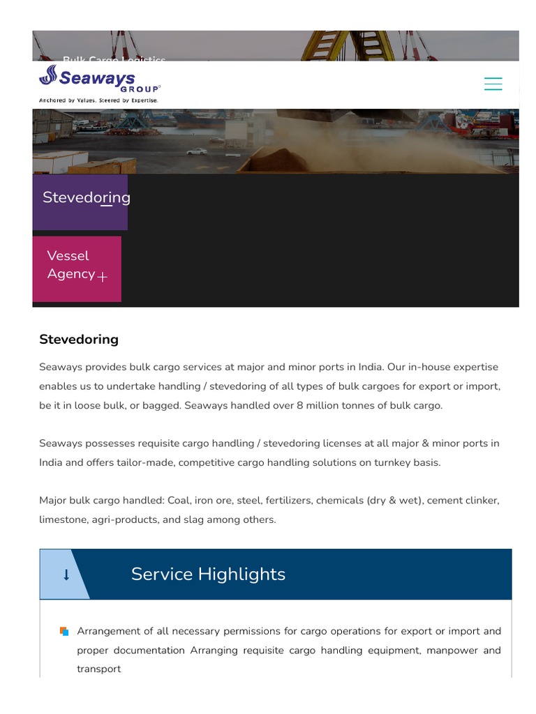 Seawaysindia Stevedoring | PDF | Cargo | Stevedore