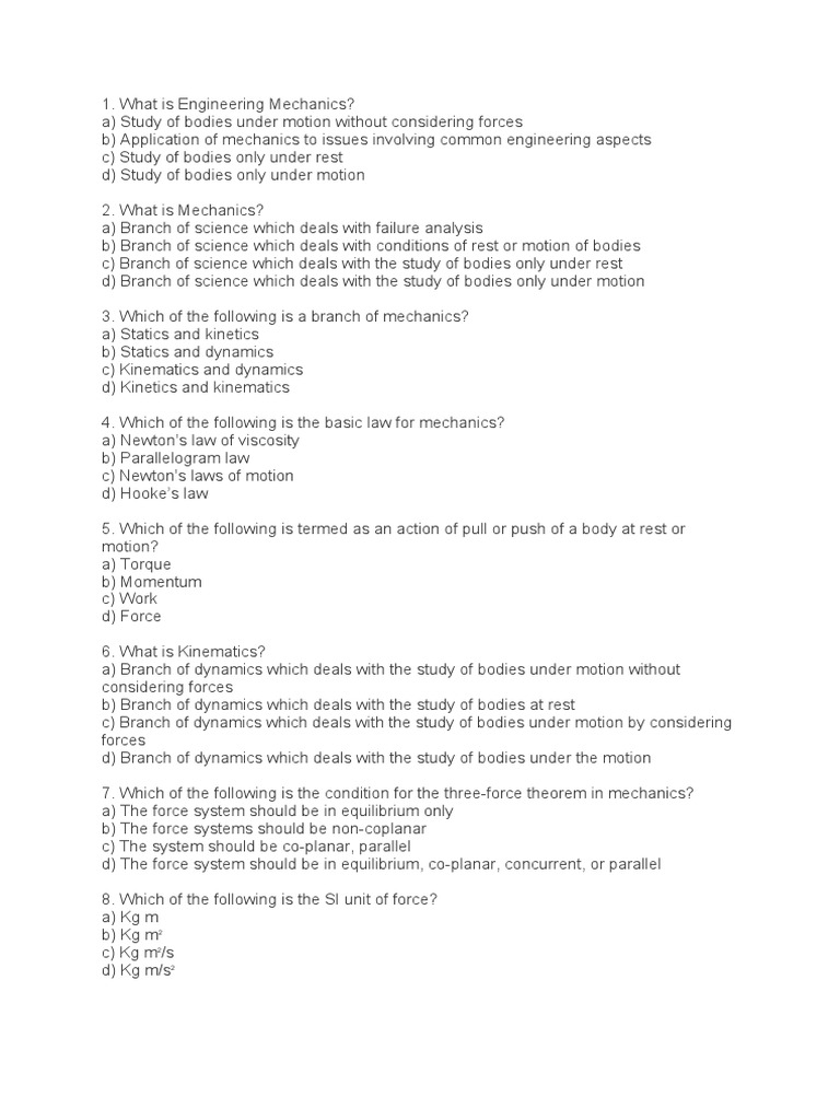 EMECH | PDF | Force | Friction