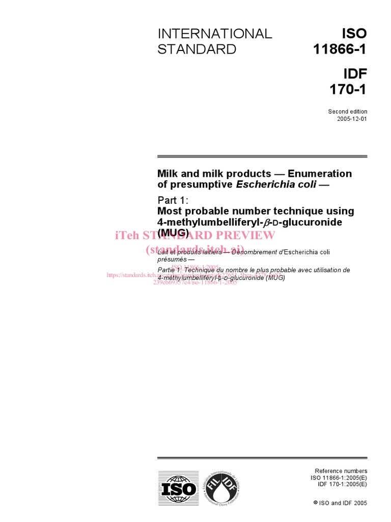 ISO-11866-1-2005 Ecoli in Milk by MPN | PDF | International ...