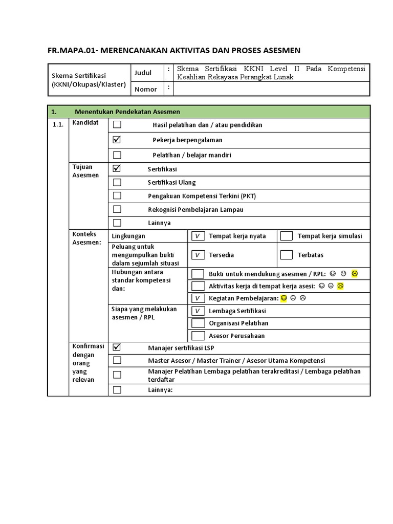 FR - MAPA 01 Merencanakan Aktivitas & Proses Asesmen - REV | PDF