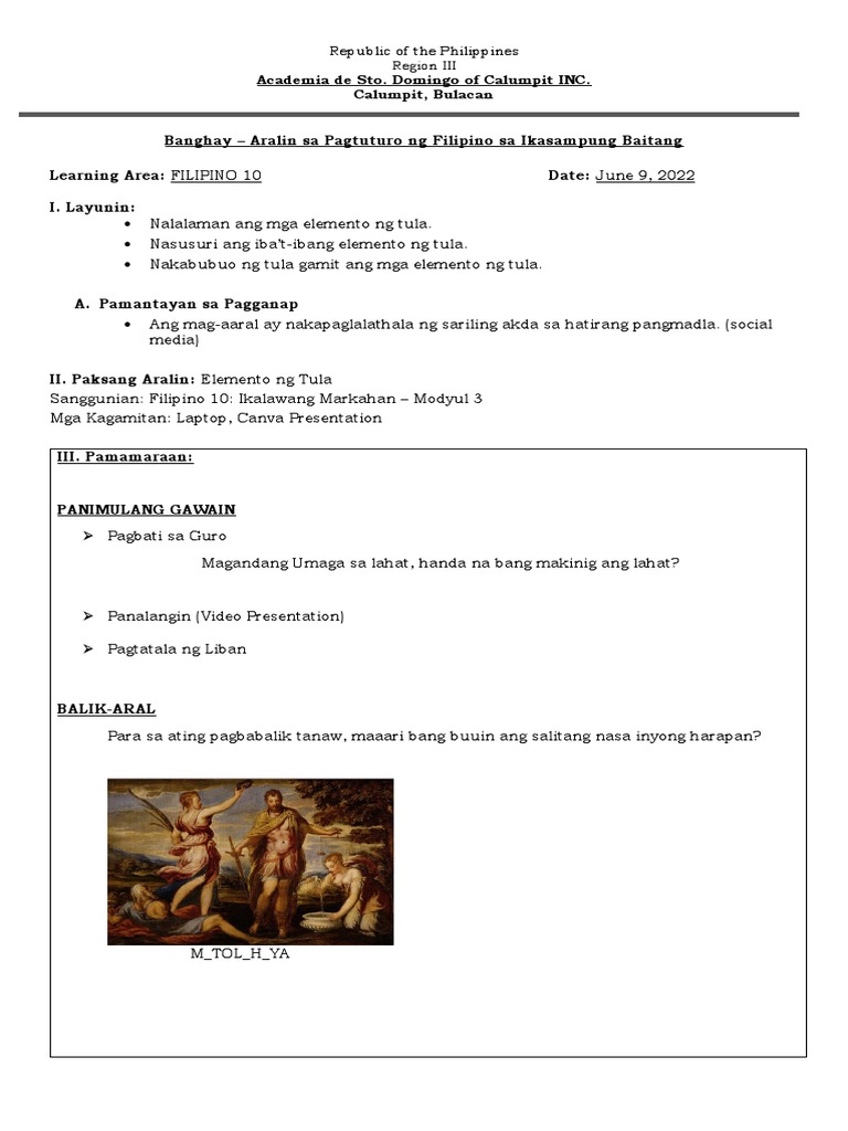 Lesson Plan Filipino Demo | PDF