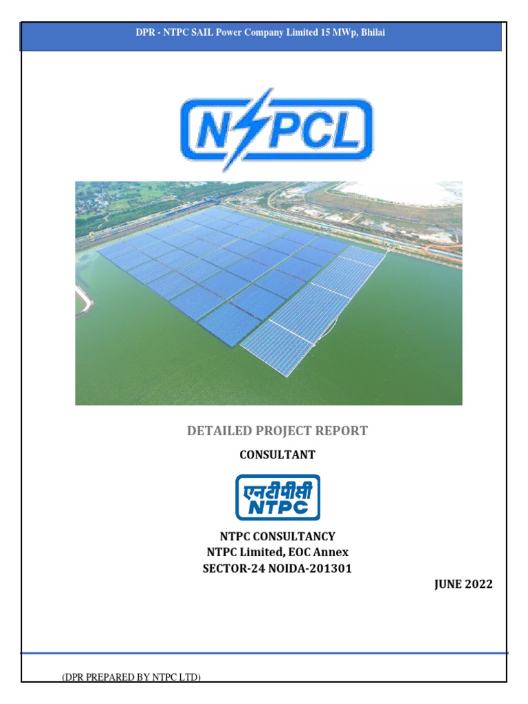 15 MW Floating Solar Project DPR, Bhilai | PDF | Photovoltaics | Solar ...