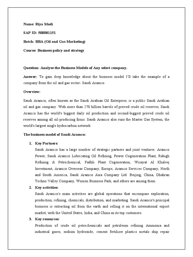 Business Model of Saudi Aramco | PDF | Petroleum | Oil Refinery