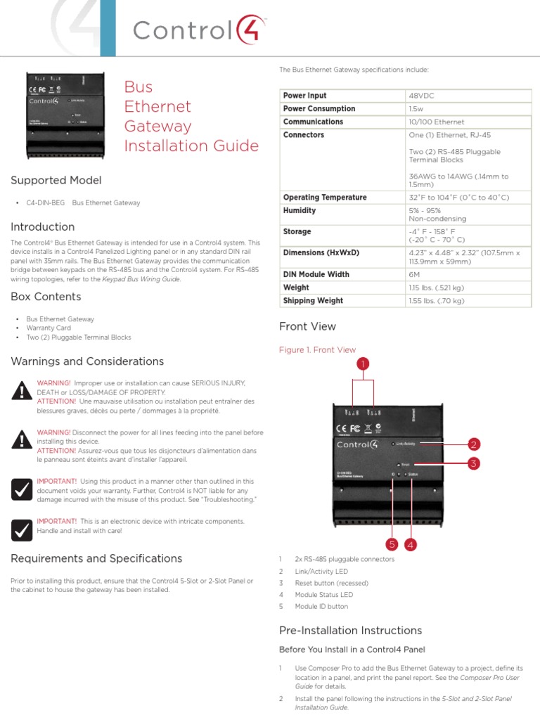Bus Ethernet Gateway Installation Guide: Supported Model | PDF ...