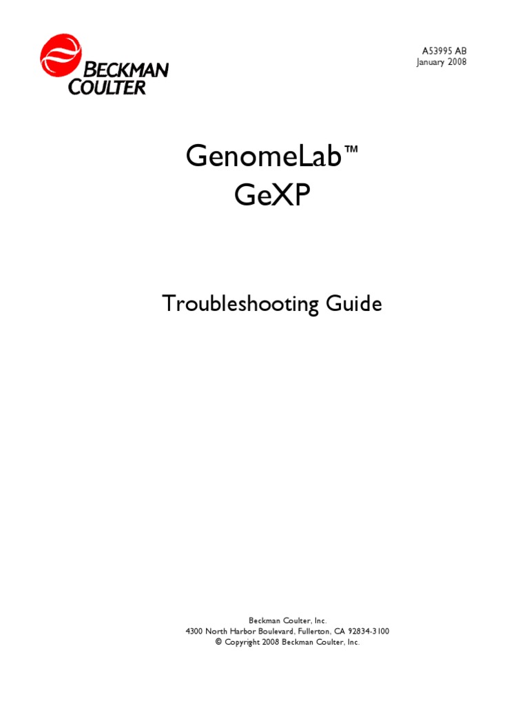 Beckman Coulter GenomeLab Troubleshoot | PDF | Polymerase Chain ...