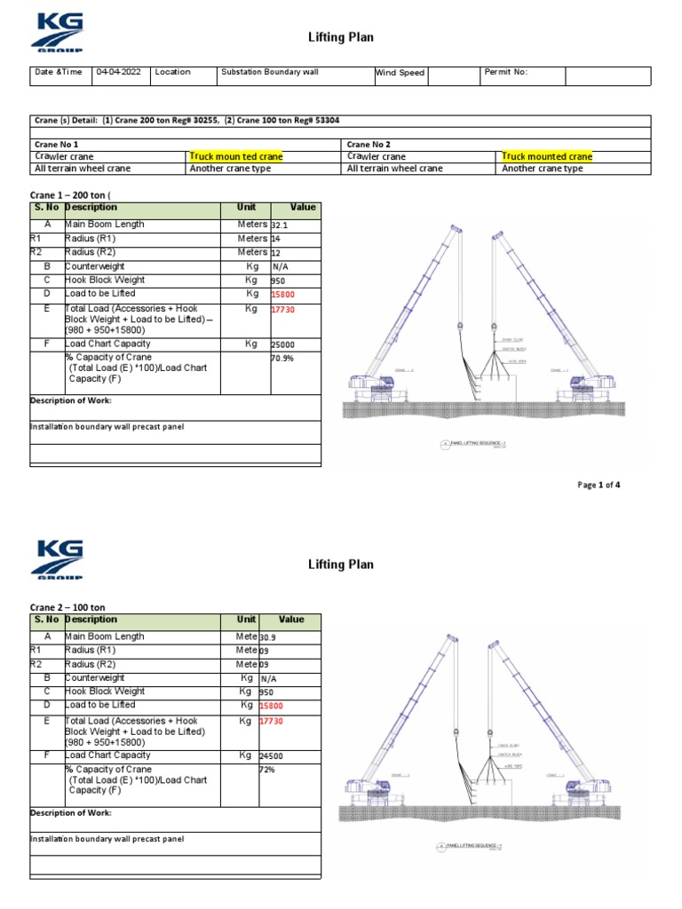 Lifting Plan (1) | PDF | Crane (Machine) | Manufactured Goods