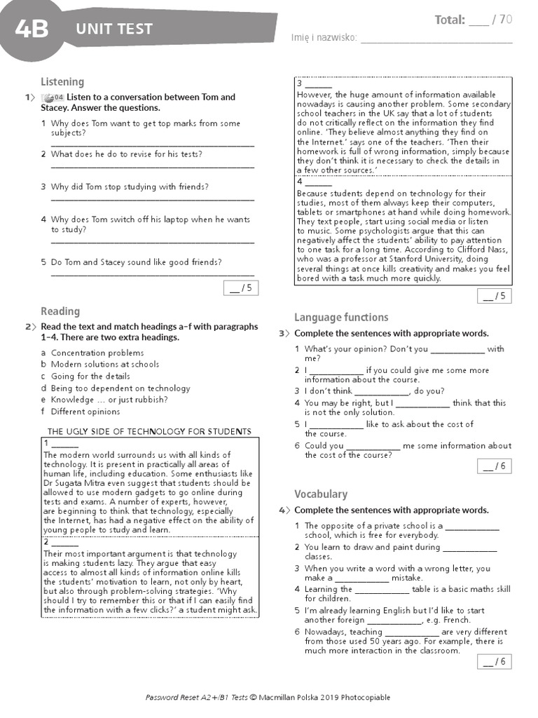 Unit Test: Listening | PDF | Communication | Behavior Modification