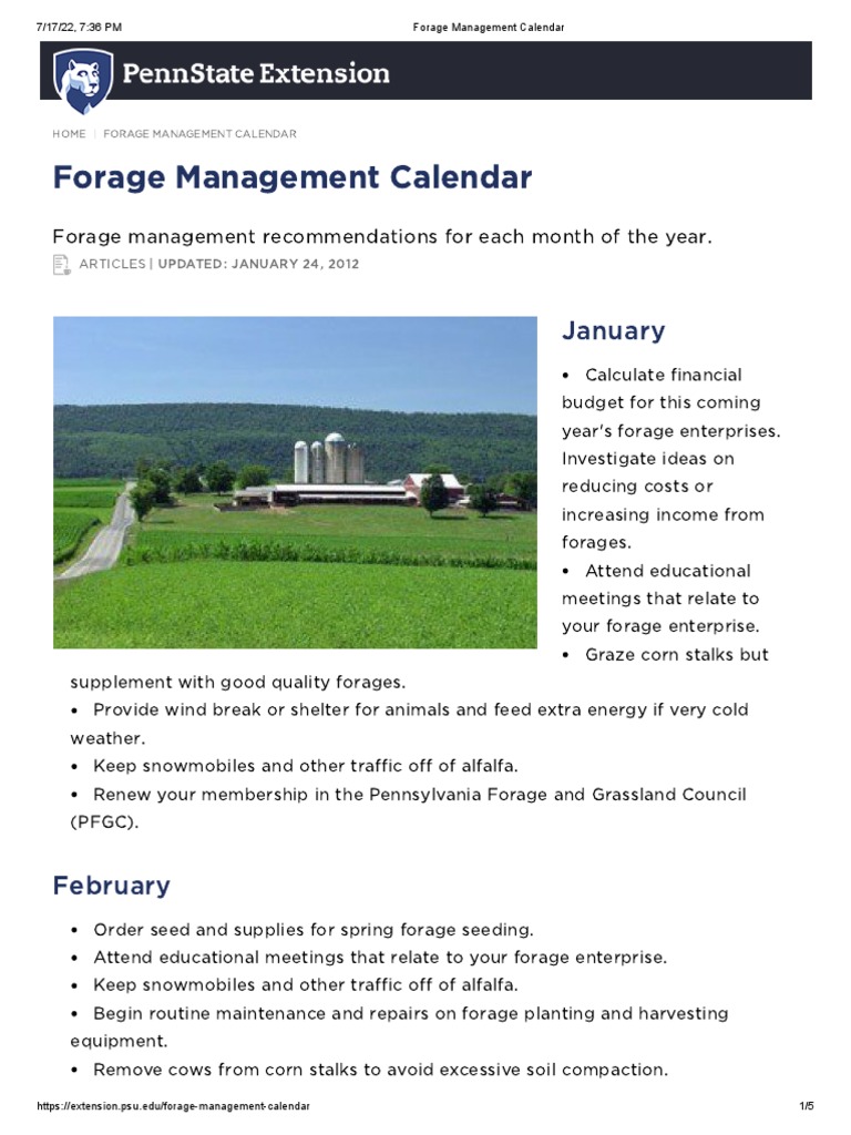 Forage Management Calendar | PDF | Alfalfa | Hay