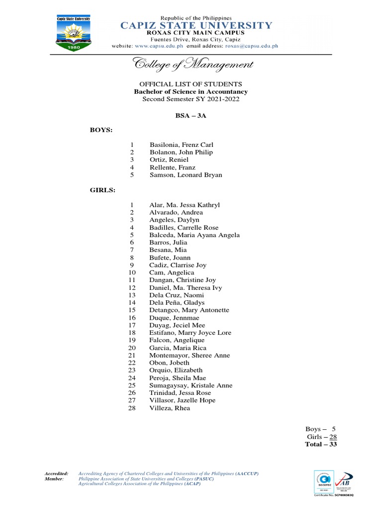 BSA 3RD YEAR 2nd Sem 2021 2022 | PDF