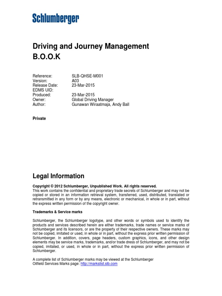 SLB Driving BOOK | PDF | Seat Belt | Risk