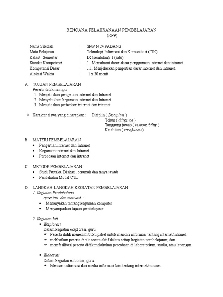 RPP Bim Tik Kelas 9 | PDF | Seni | Komputer