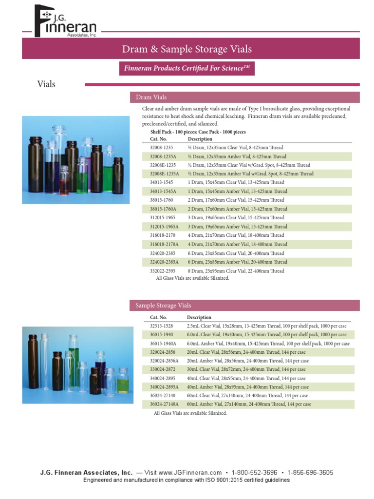 Dram & Sample Storage Vials | PDF | Secondary Sector Of The Economy ...