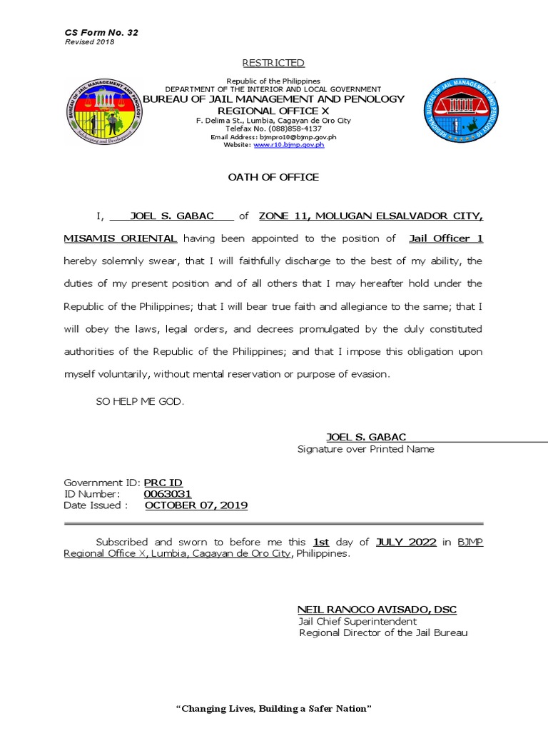 Oath-of-Office Sample | PDF