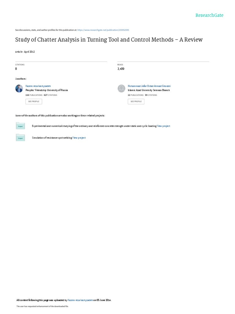 Study of Chatter Analysis in Turning Tool and Control Methods - A ...