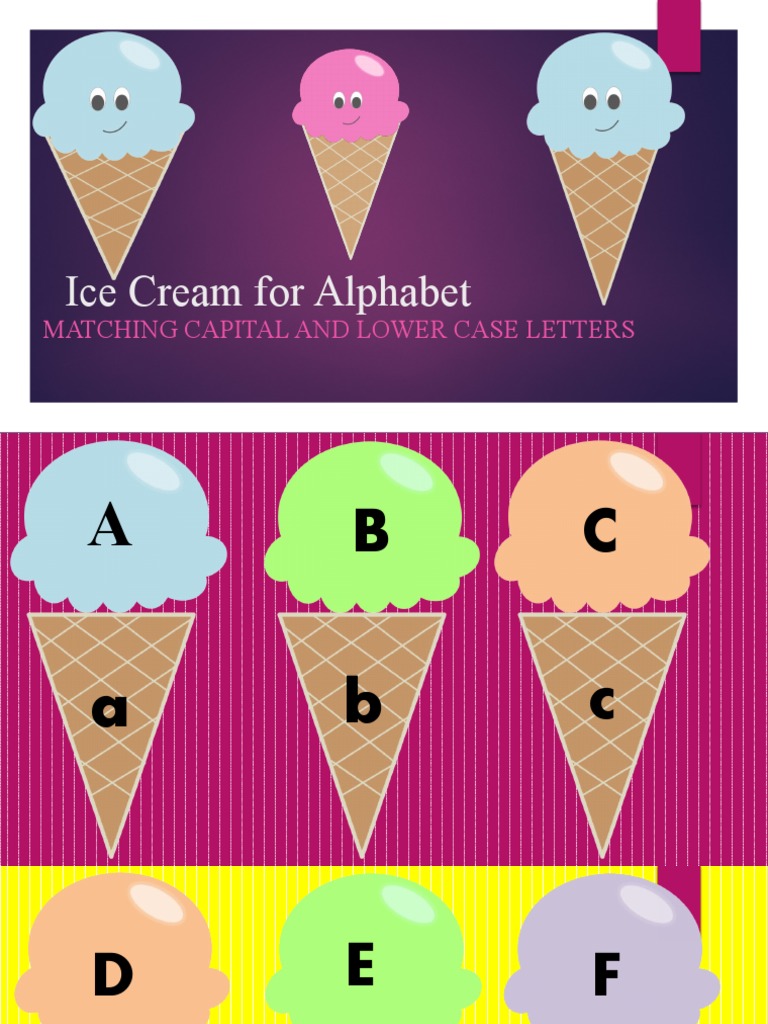 Ice Cream For Alphabet: Matching Capital and Lower Case Letters | PDF ...