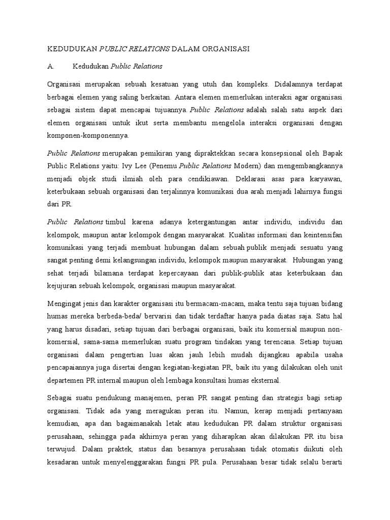3 Kedudukan Publik Relation | PDF