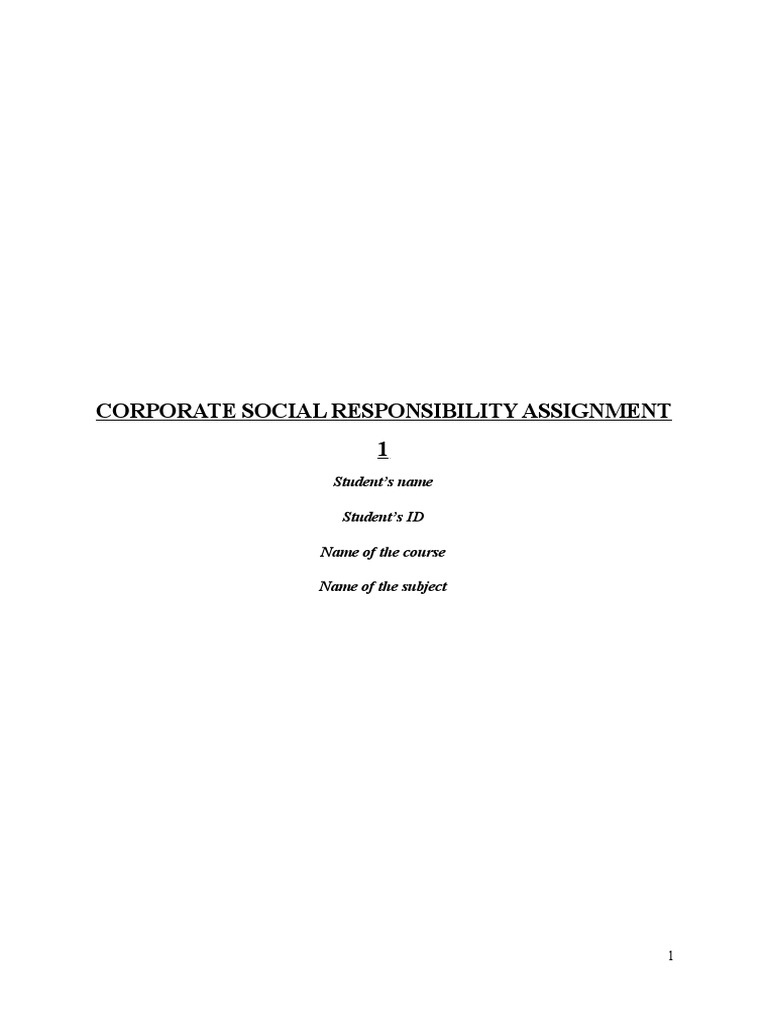 Corporate Social Responsibility Assignment 1.edited 2 | PDF | Corporate Social Responsibility ...