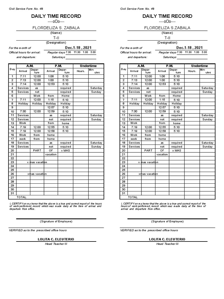 Template_DTR (1) | PDF