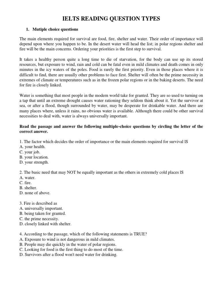 Types of Reading Questions | PDF | Libraries | Supermarket