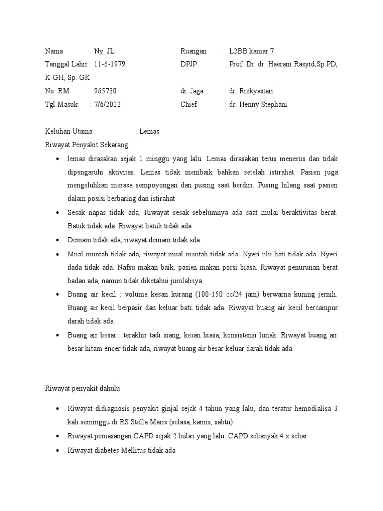 POMR Kiky - Anemia CKD On CAPD | PDF