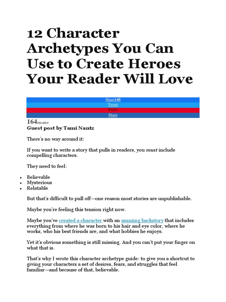 12 Character Archetypes for Heroes | PDF | Archetype | Hero