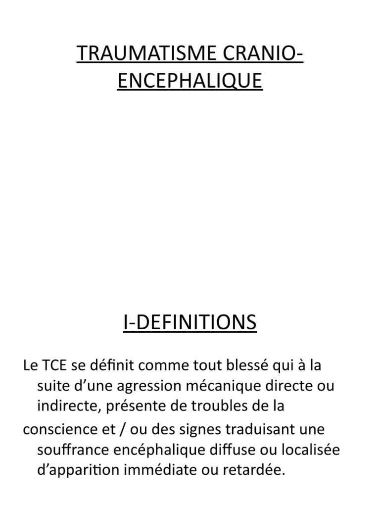 Traumatisme Cranio-Encephalique | PDF | Traumatisme crânien | Saignement