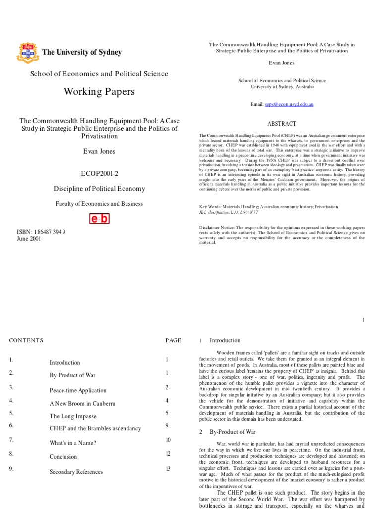 Jones2000 - CHEP History Govt | PDF | Cabinet (Government) | Forklift
