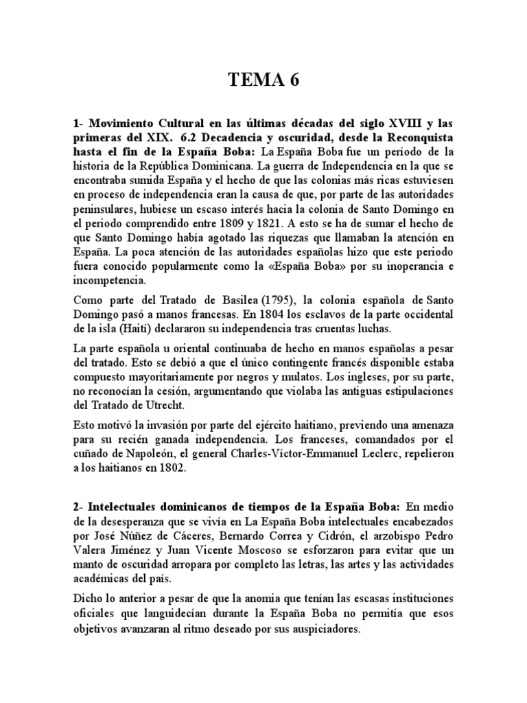 Intelectuales dominicanos durante la España Boba | PDF
