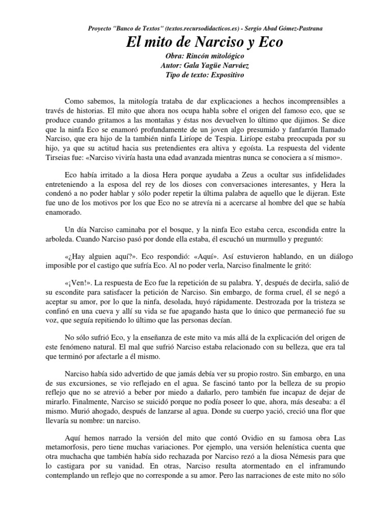 El Mito de Narciso y Eco | PDF