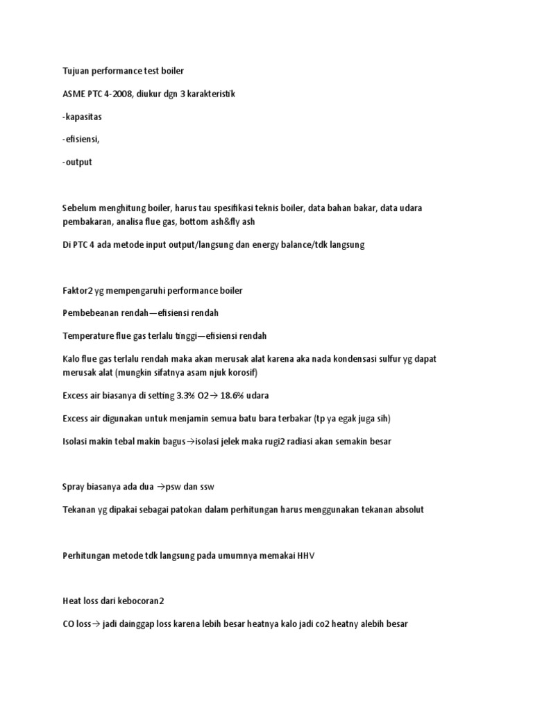 Tujuan Performance Test Boiler | PDF | Teknologi & Rekayasa