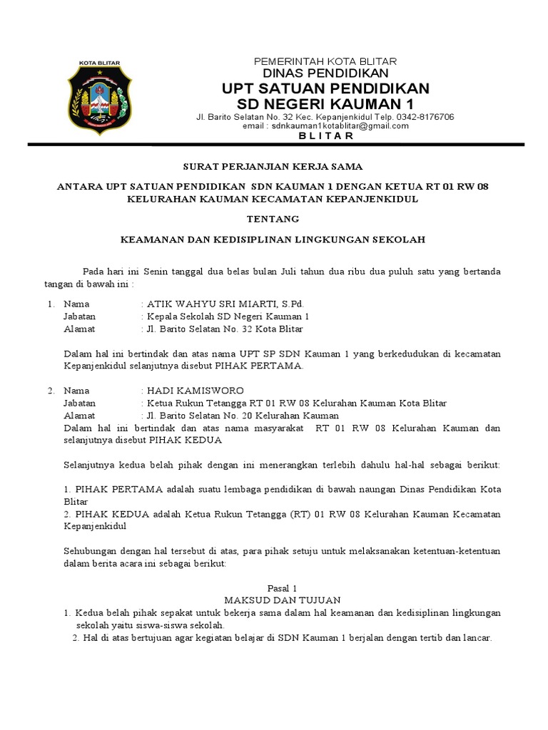 Mou Sekolah Dan RT | PDF