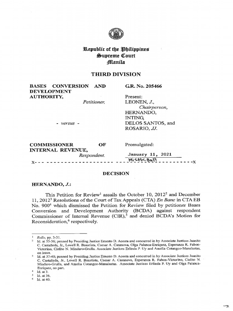 Bases Conversion and Development Authority v. CIR | PDF | Stocks | Corporations