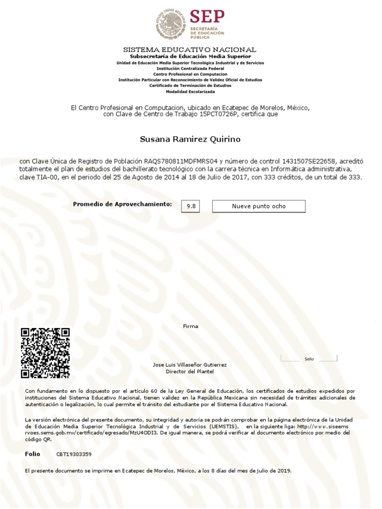Certificado SEP | PDF | México
