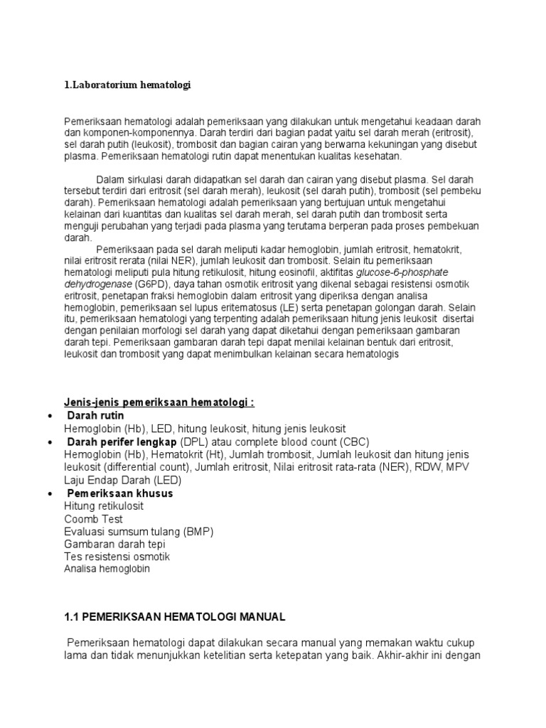 Panduan Pemeriksaan Hematologi | PDF | Pengembangan Diri | Kesehatan Holistik