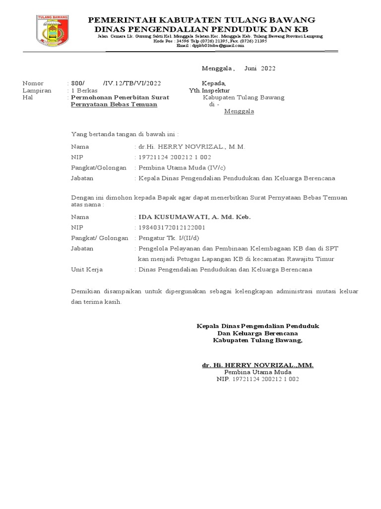 Surat Bebas Temuan | PDF