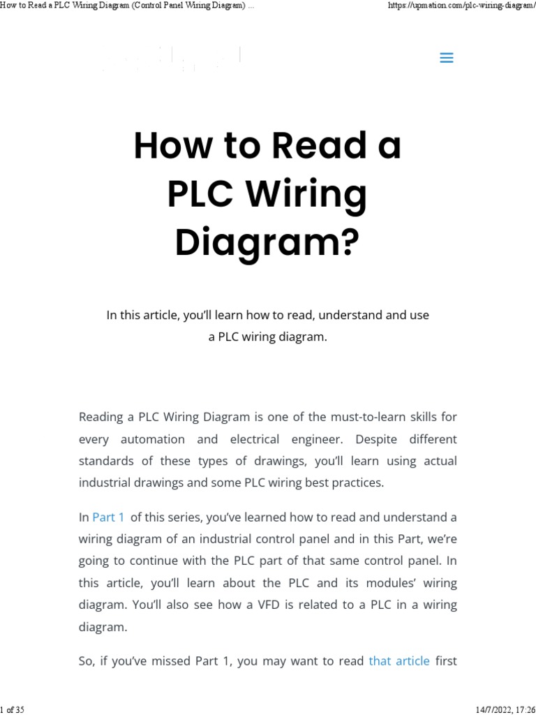 How To Read A PLC Wiring Diagram (Control Panel Wiring Diagram ...