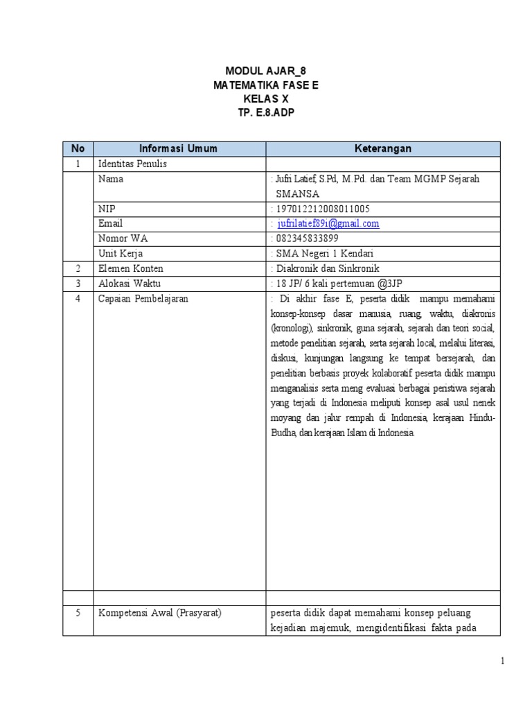 Modul Ajar - Mat | PDF