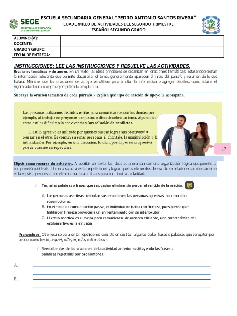 Gdo. CUADERNILLO DE ACTIVIDADES - ESPAÑOL - SEGUNDO GRADO (SEGUNDO ...