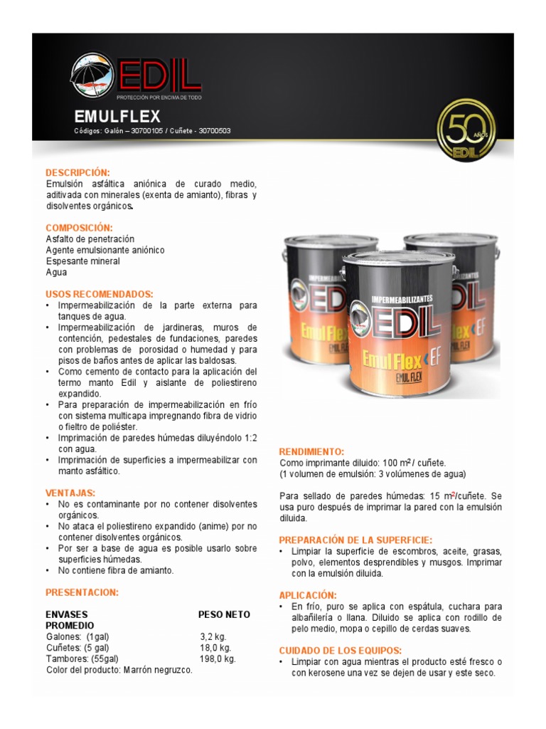 EMULFLEX | PDF | Agua | Materiales