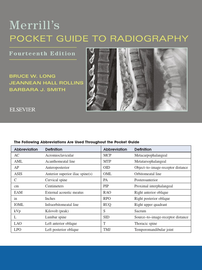 Merrill's Pocket Guide To Radiography 14th Edition | PDF | Elbow | Hand