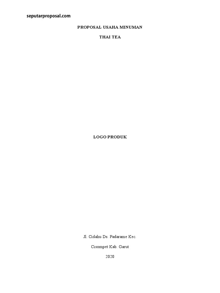 Proposal Usaha Minuman Thai Tea | PDF | Memasak, Makanan, & Anggur