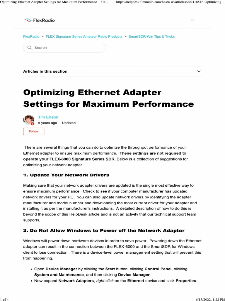 Optimize Ethernet Adapter for Performance | PDF | Ethernet | Network ...